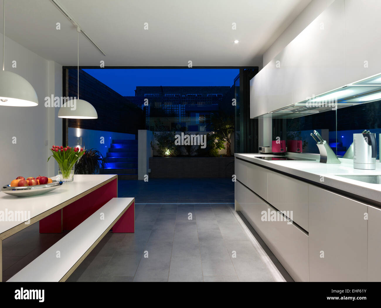 Modern Kitchen Interior Garden View High Resolution Stock Photography ...