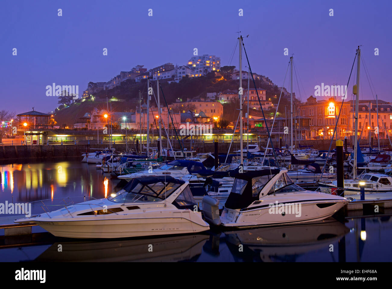 The marina at night, Torquay, Devon, England UK Stock Photo - Alamy