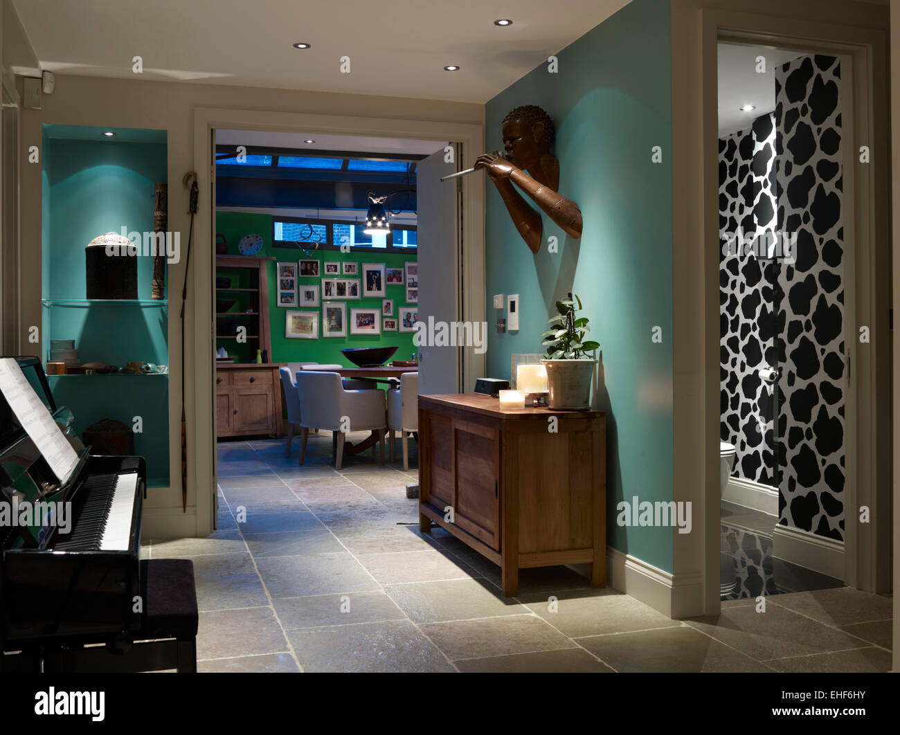 View through to various colourfully painted rooms of The Organ Factory ...