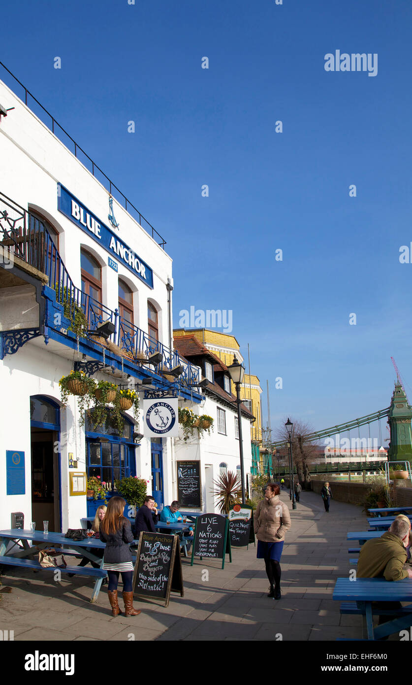 Exterior of the Blue Anchor pub, Hammersmith, London Stock Photo - Alamy