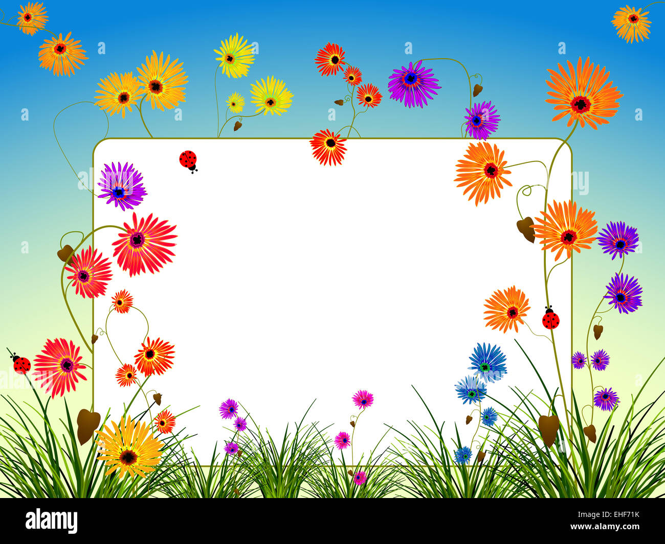 empty billboard with flowers and grass Stock Photo - Alamy