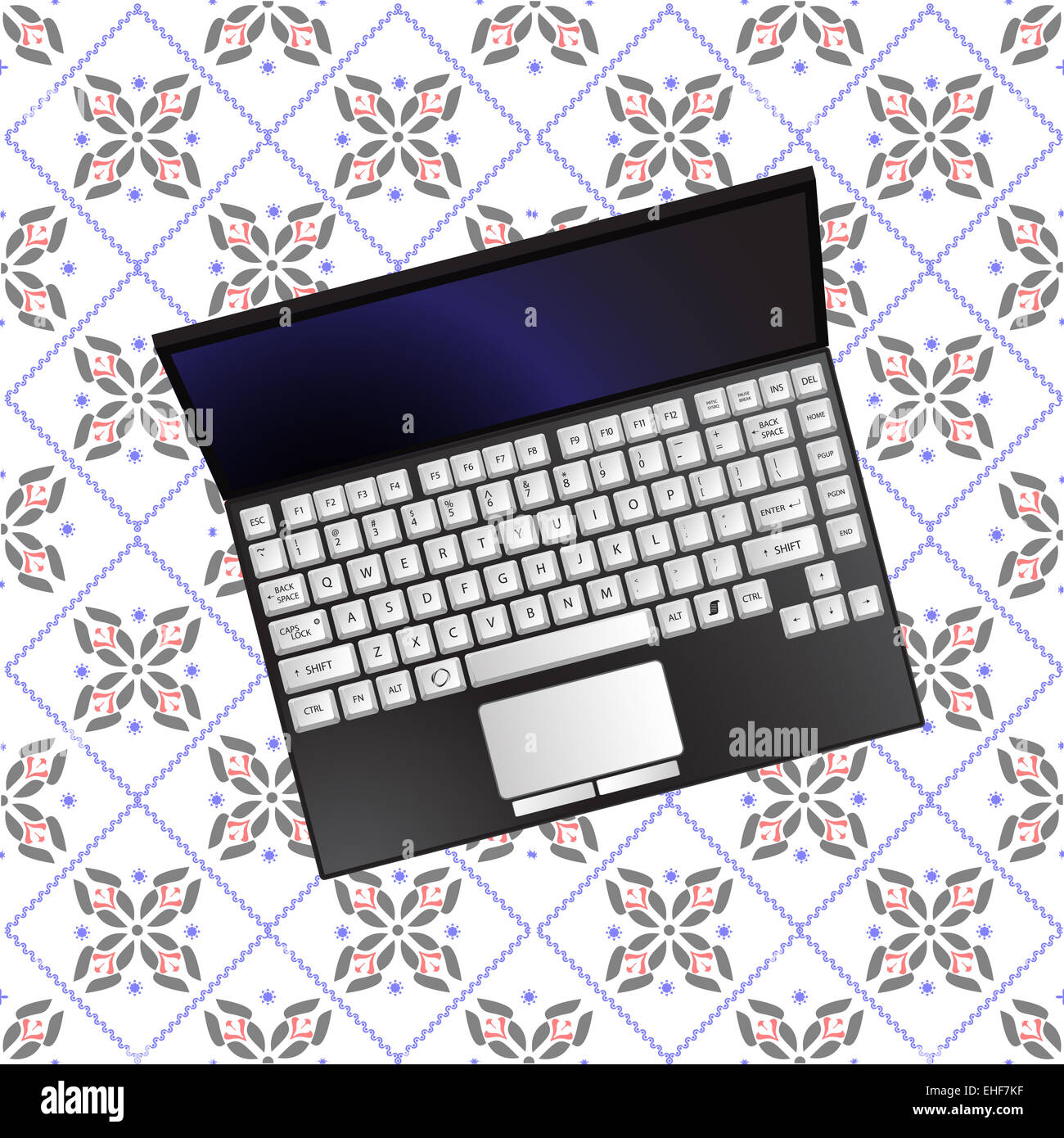 laptop over flowerish texture Stock Photo - Alamy