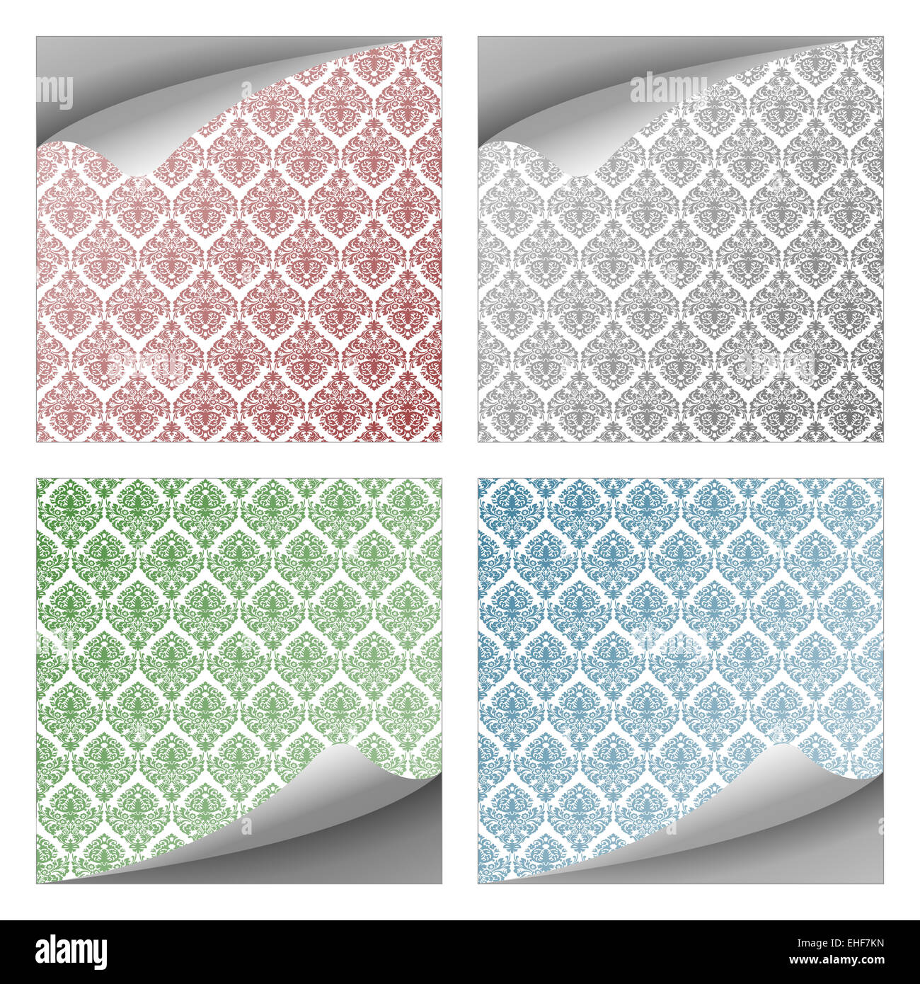 damask curly paper notes collection Stock Photo - Alamy
