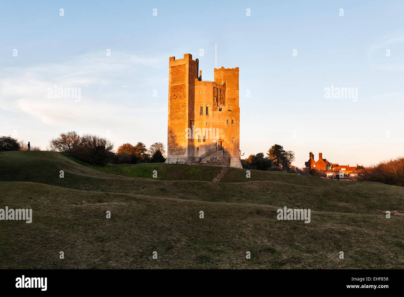 Orford Castle, Suffolk, East Anglia, UK, seen at sunset. Built about ...