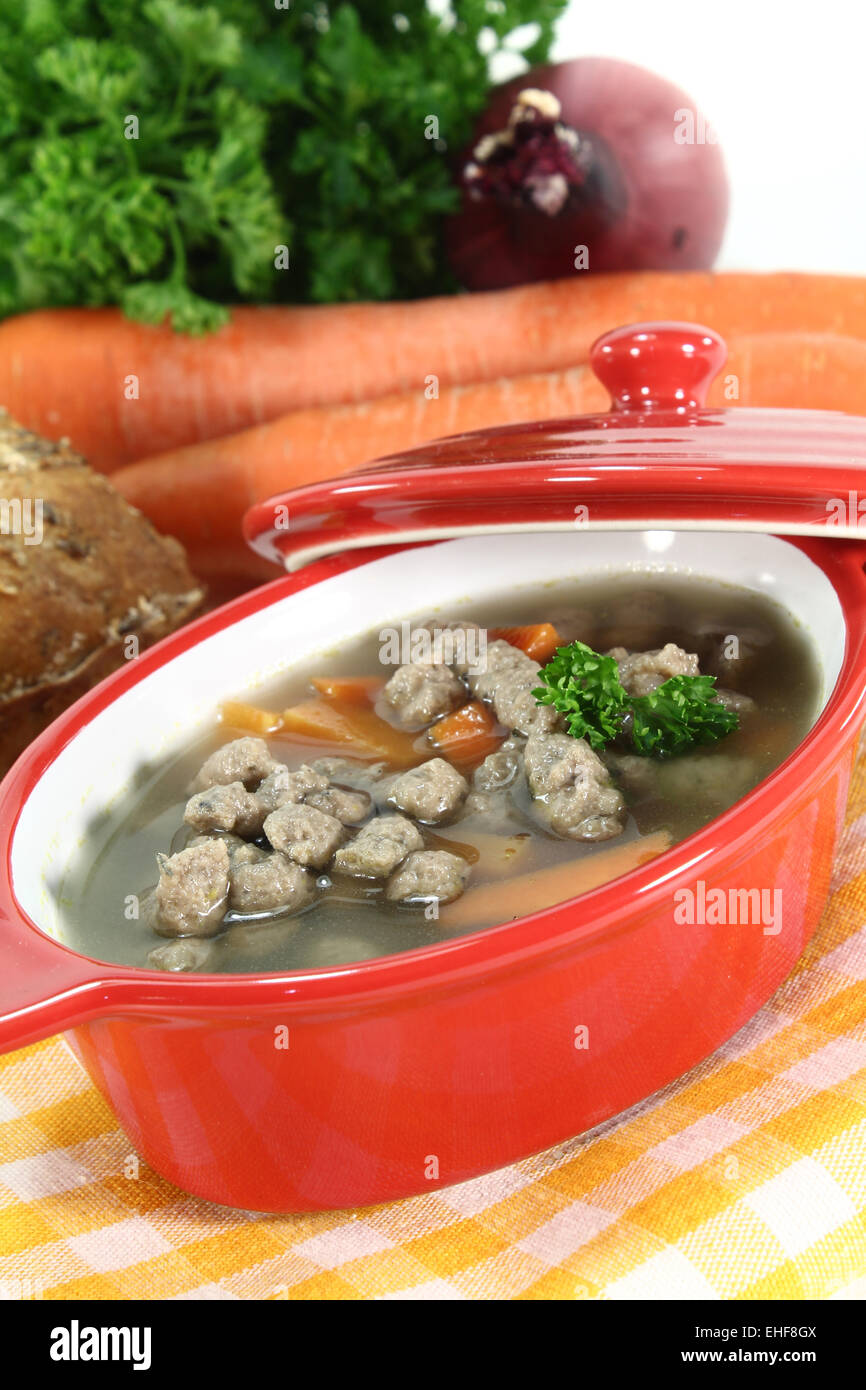 liver spaetzle soup Stock Photo - Alamy