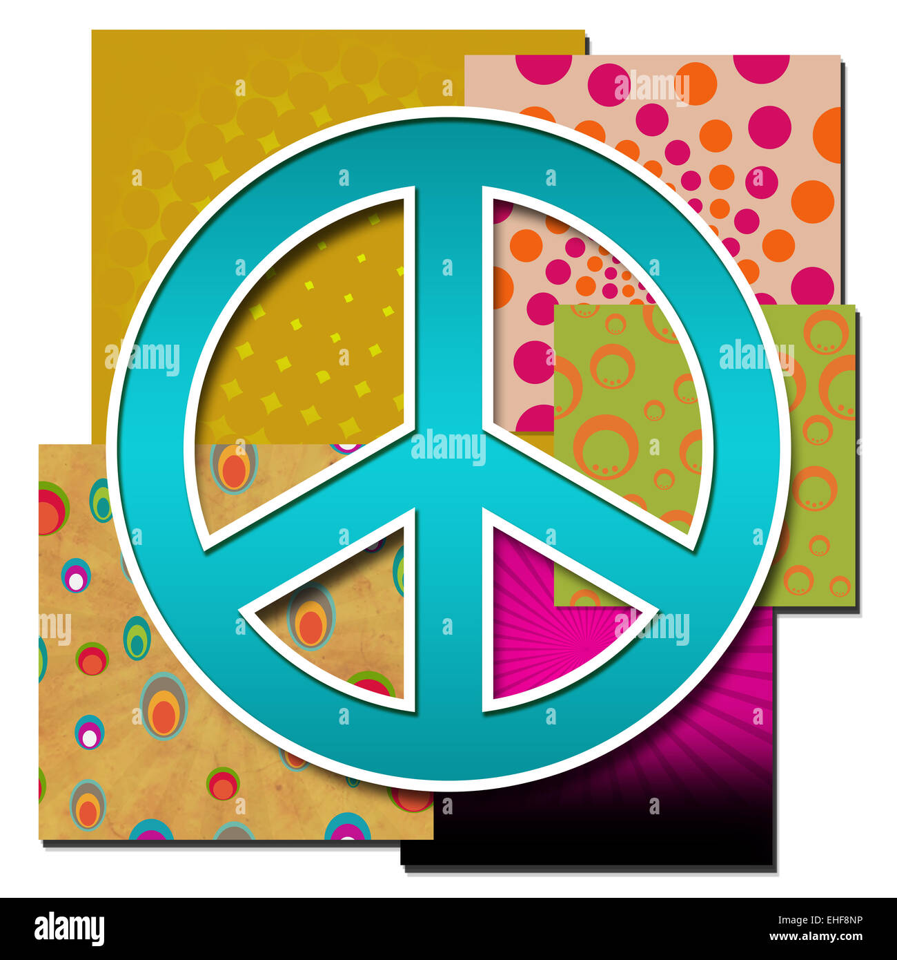 Peace Sign Over Various Colourful Backgrounds Stock Photo - Alamy
