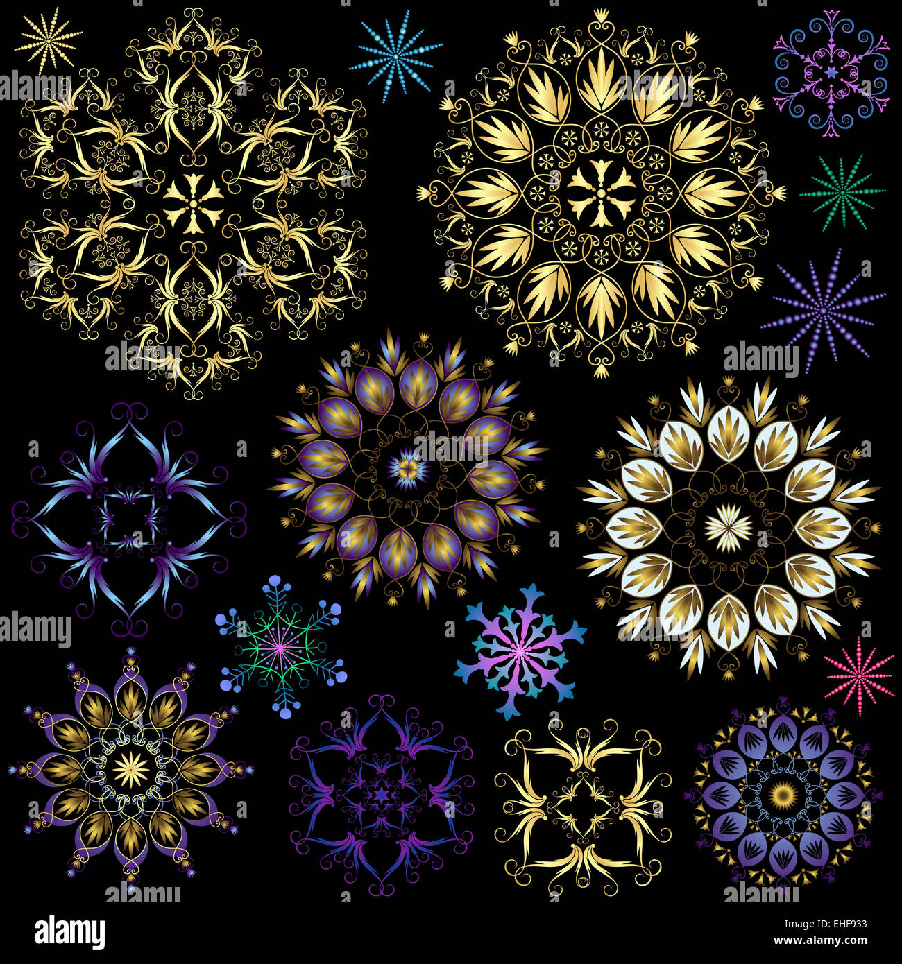 Set colorful snowflakes Stock Photo - Alamy