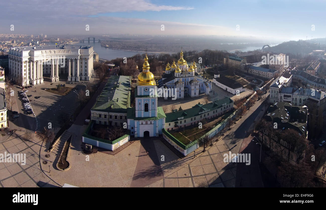 St. Michael's Golden-Domed Cathedral in Kiev, Ukraine, aerial view ...