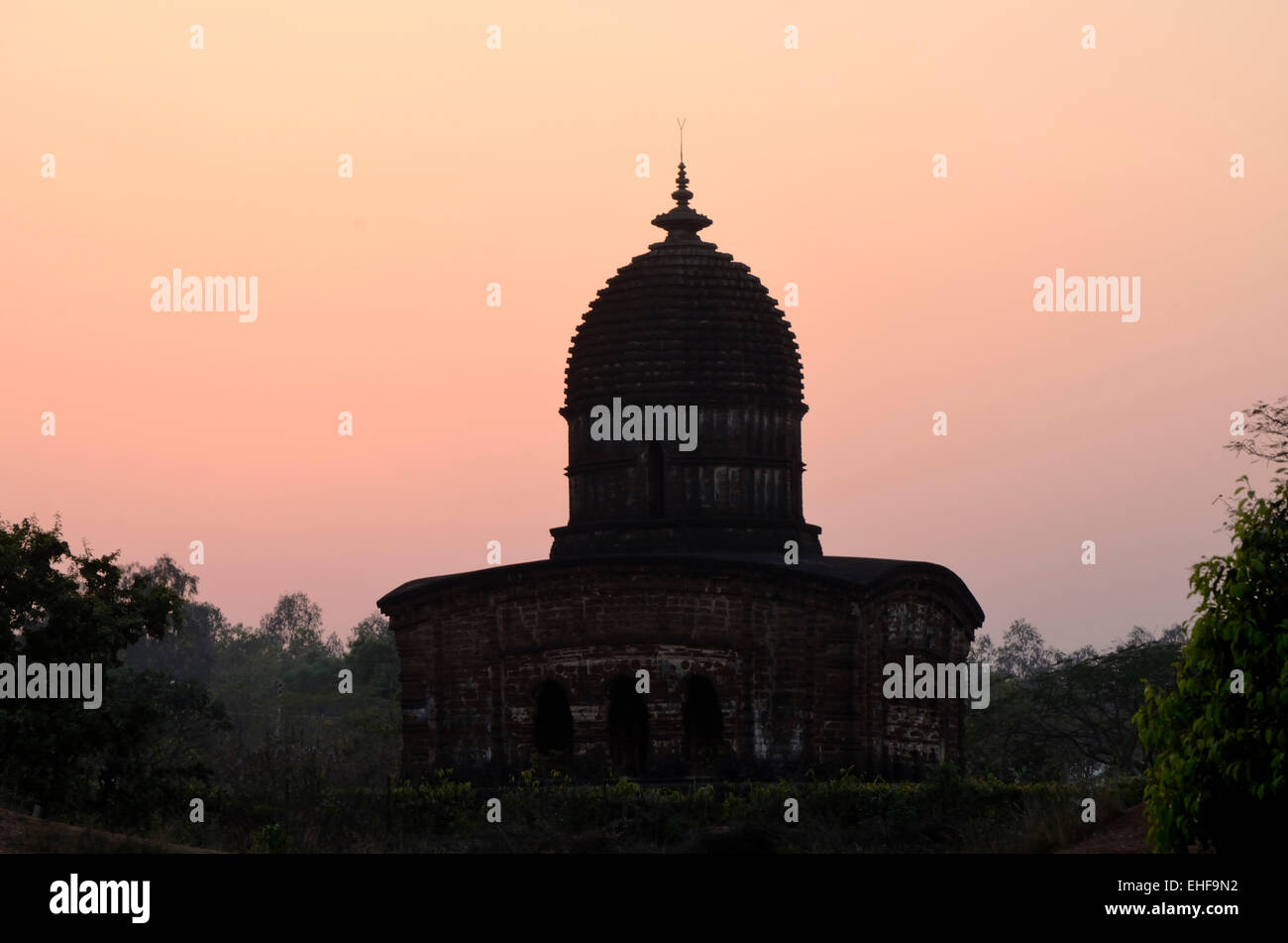 Temple at sunset West-Bengal, India Stock Photo - Alamy