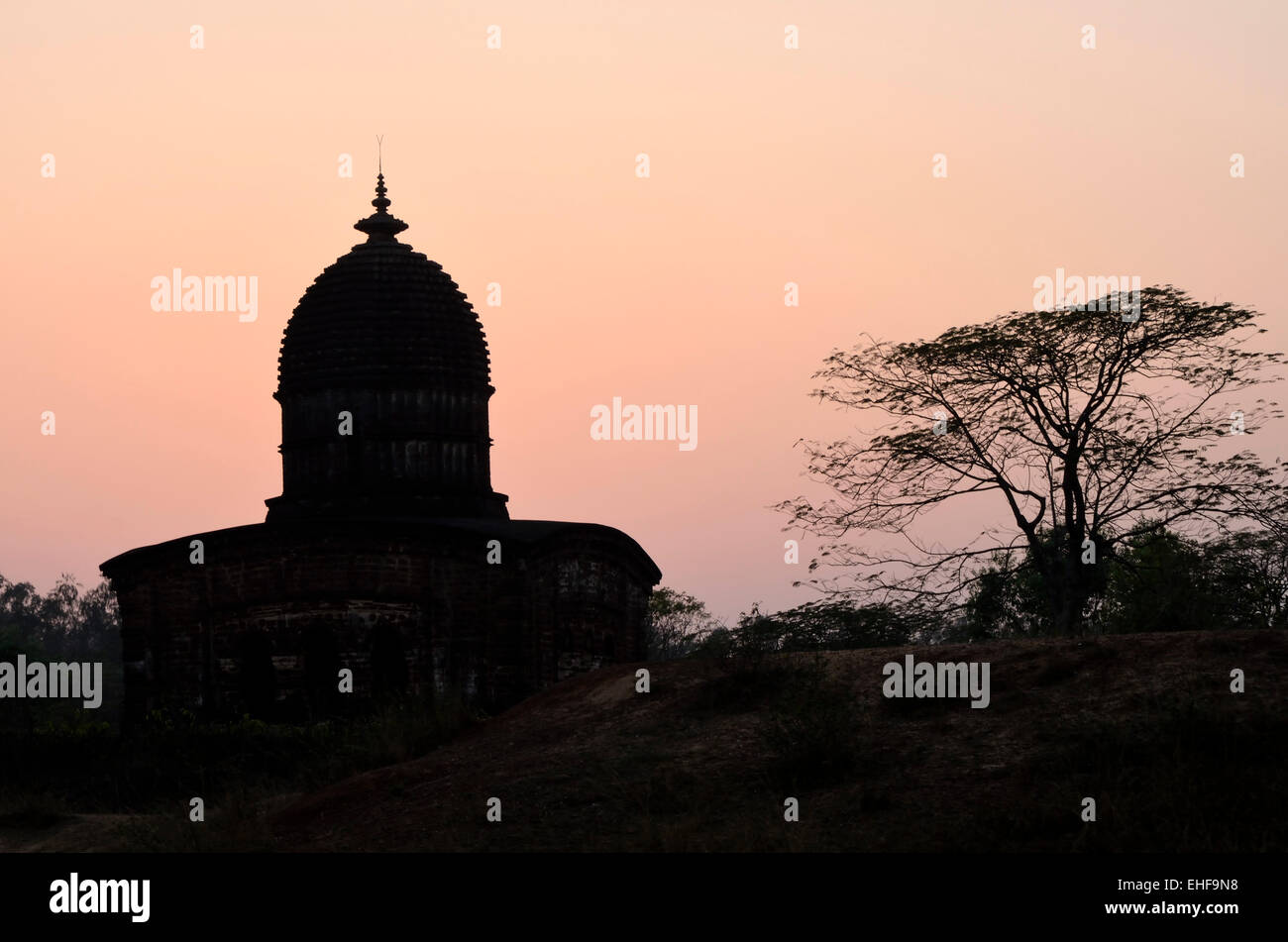Temple at sunset West-Bengal, India Stock Photo - Alamy