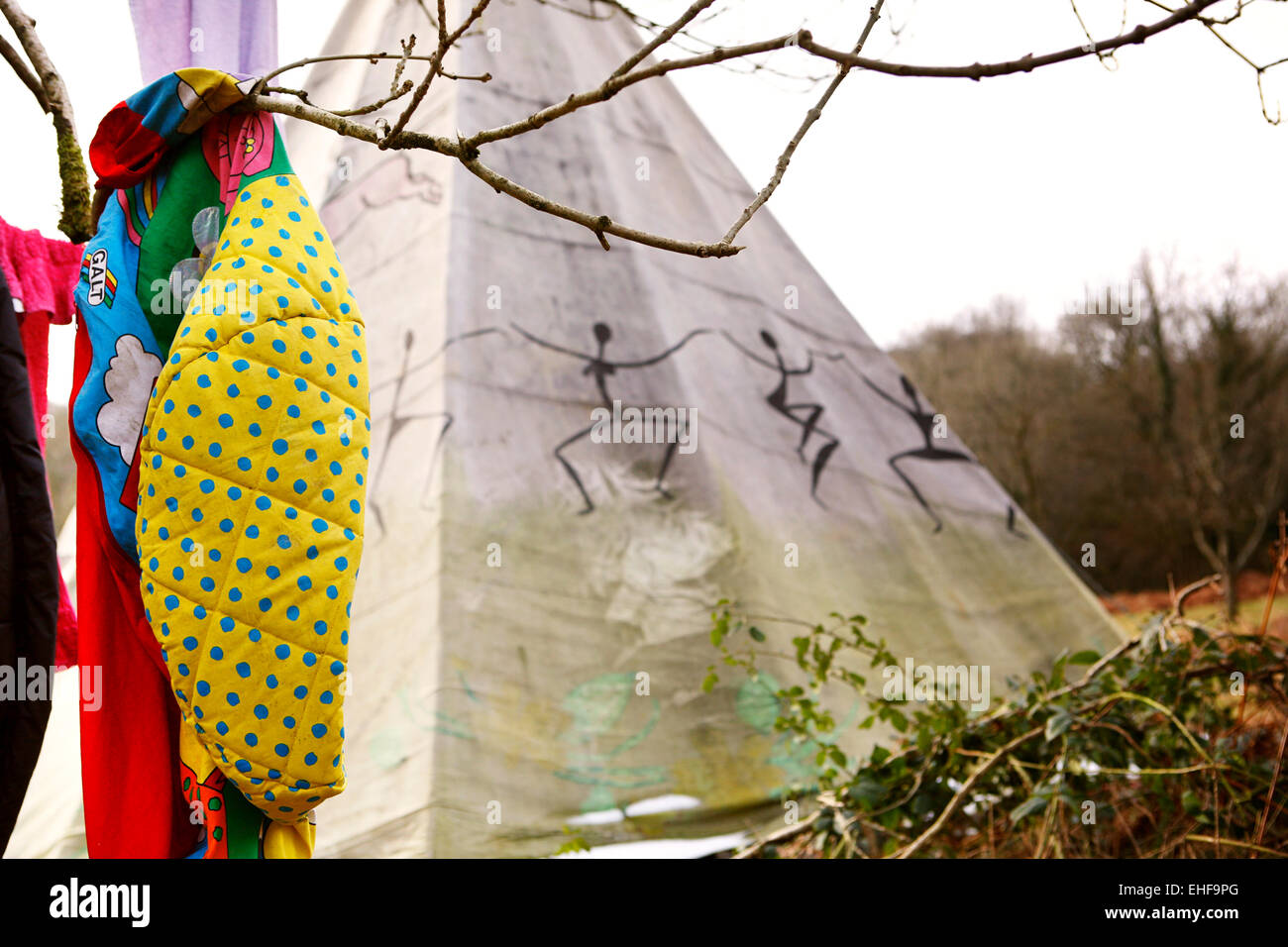 A tipi at Tipi Valley an eco community near Talley in Wales Stock Photo ...