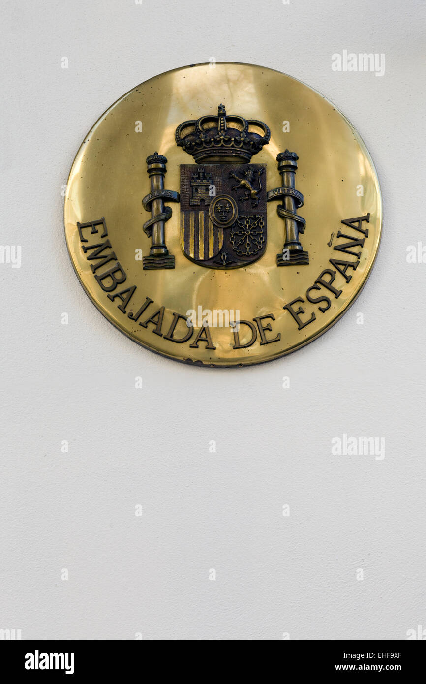 Sign outside the Embassy of Spain in London Stock Photo - Alamy