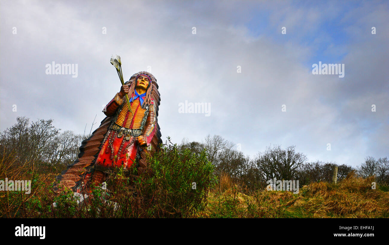 Carved wooden statue at Tipi Valley an eco community near Talley in ...