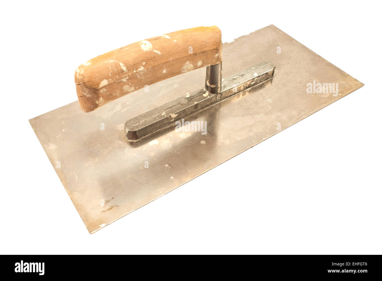 Used finishing trowel isolated on white Stock Photo - Alamy