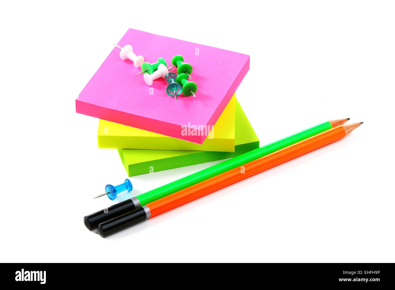 Note paper and pencils Stock Photo - Alamy