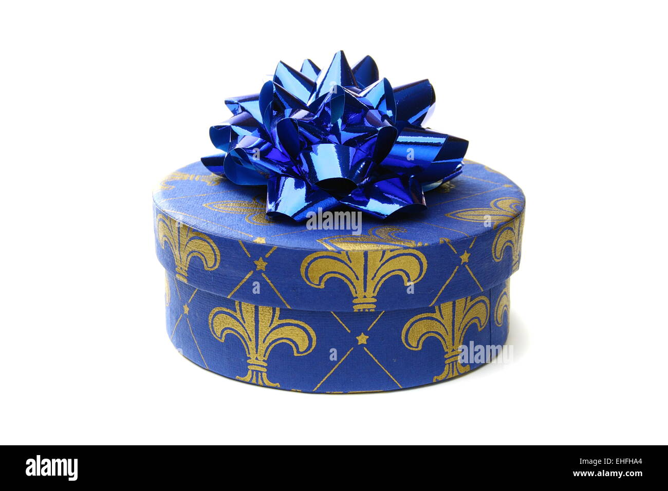 Gift box with blue ribbon Stock Photo - Alamy
