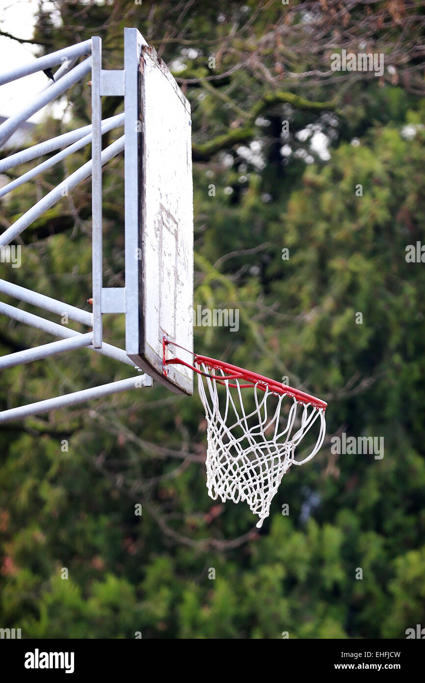 Old Basketball Hoop on a Green Background Stock Photo - Alamy