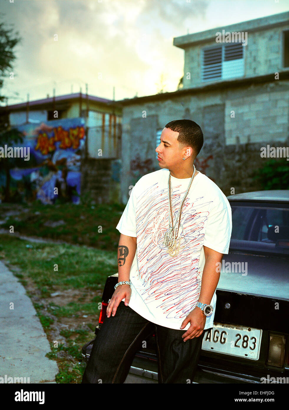 Portrait pf Daddy Yankee in the Villa Kennedy barrio in San Juan Puerto ...