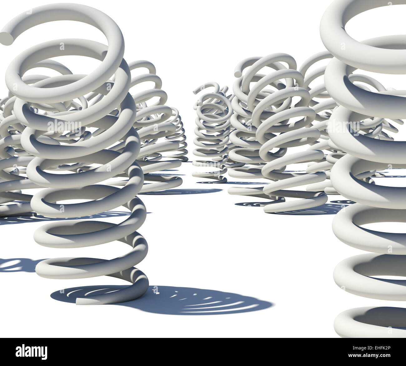 Many springs with shadows on white background Stock Photo - Alamy