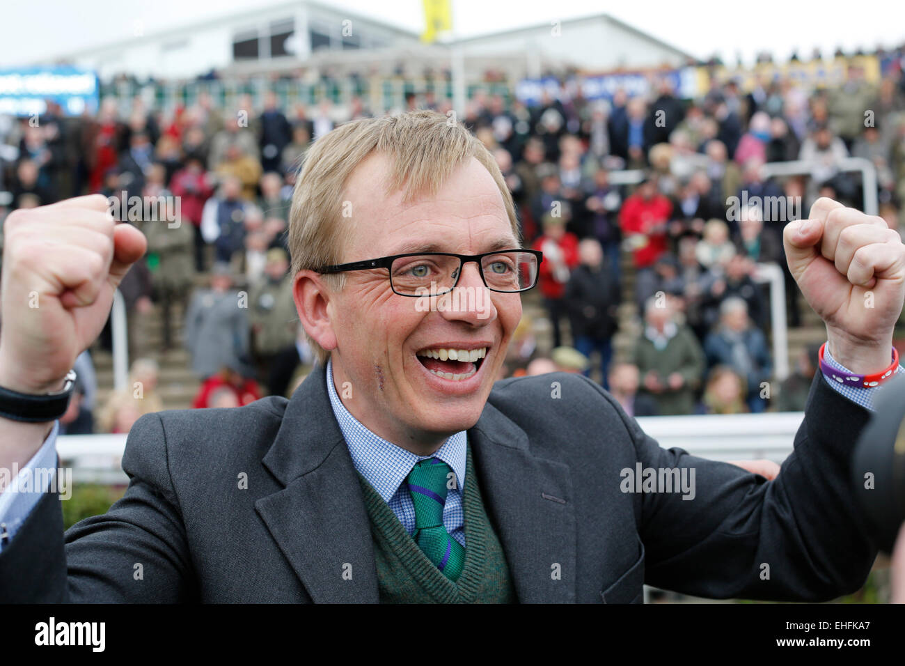Cheltenham, UK. 12th March, 2015. Winners presentation with Trainer ...