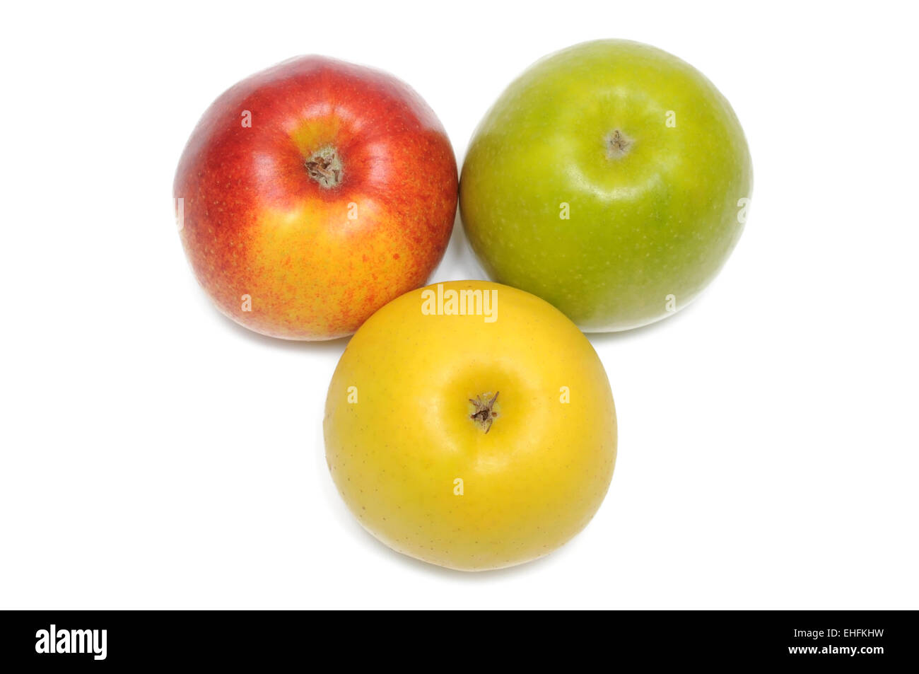 Yellow, green and red apples on white background Stock Photo - Alamy