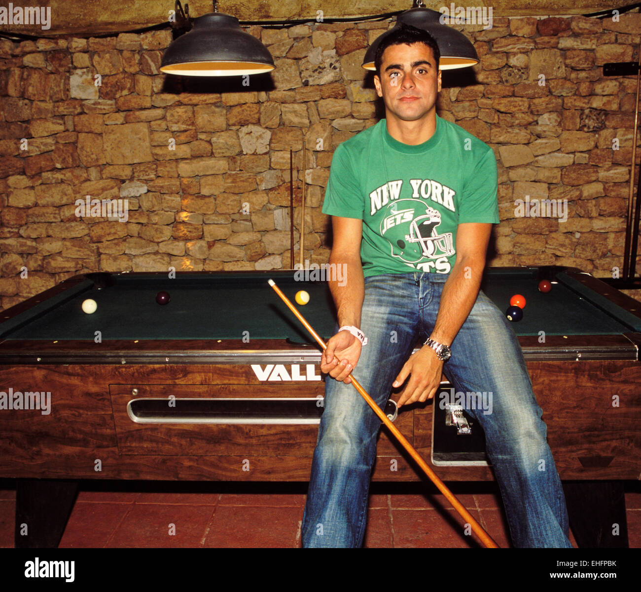 Yousef at the pool table at Cream @ Amnesia Ibiza Stock Photo - Alamy