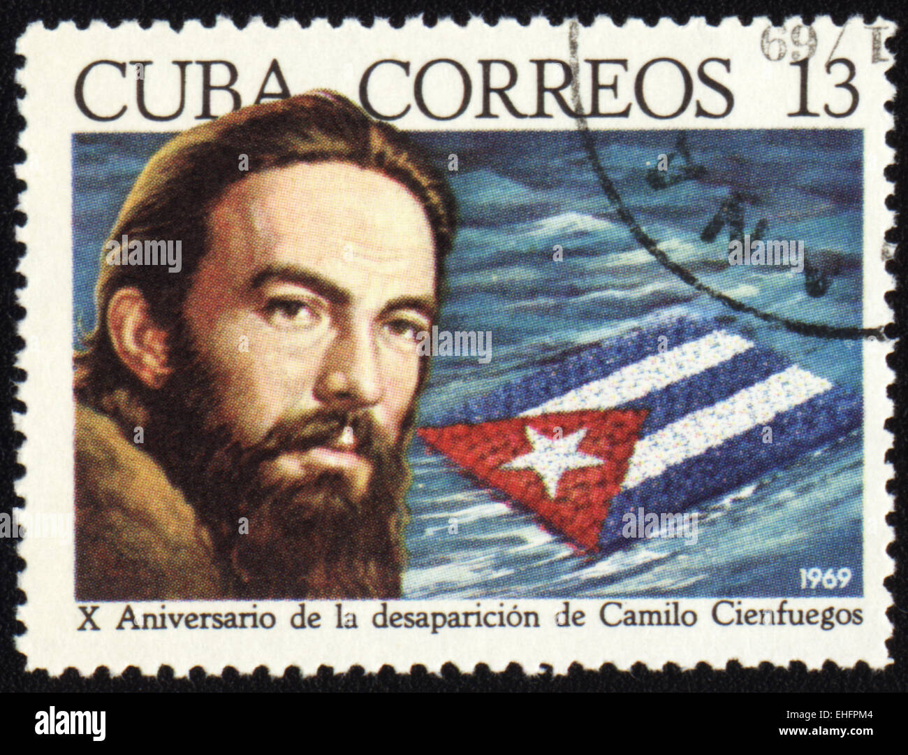 CUBA - CIRCA 1969: post stamp printed in Cuba shows portrait of Cuban ...