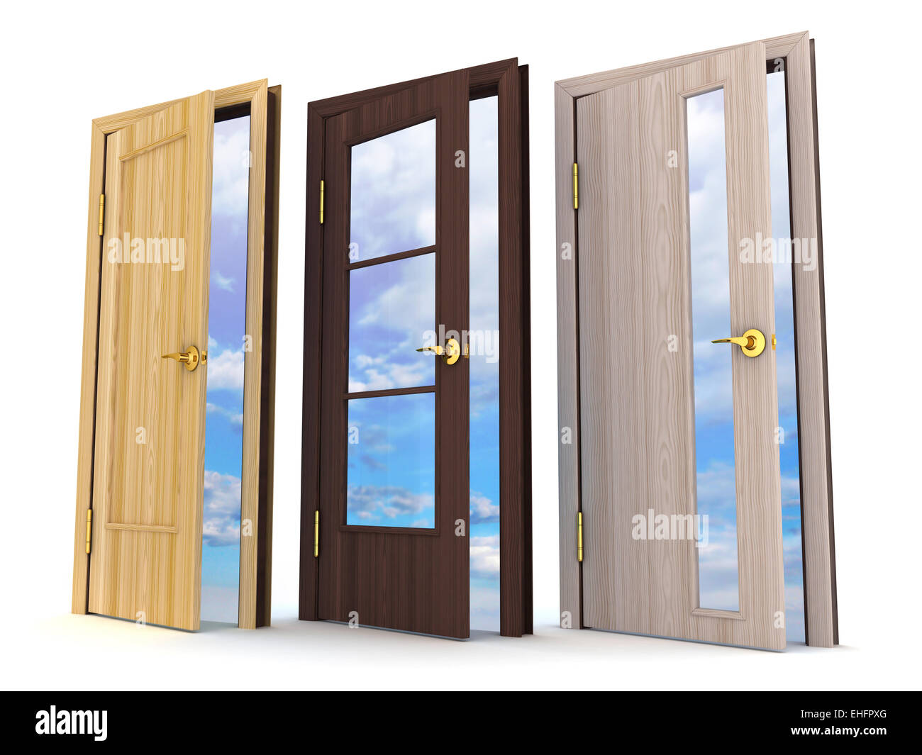Three doors on white background (done in 3d Stock Photo - Alamy