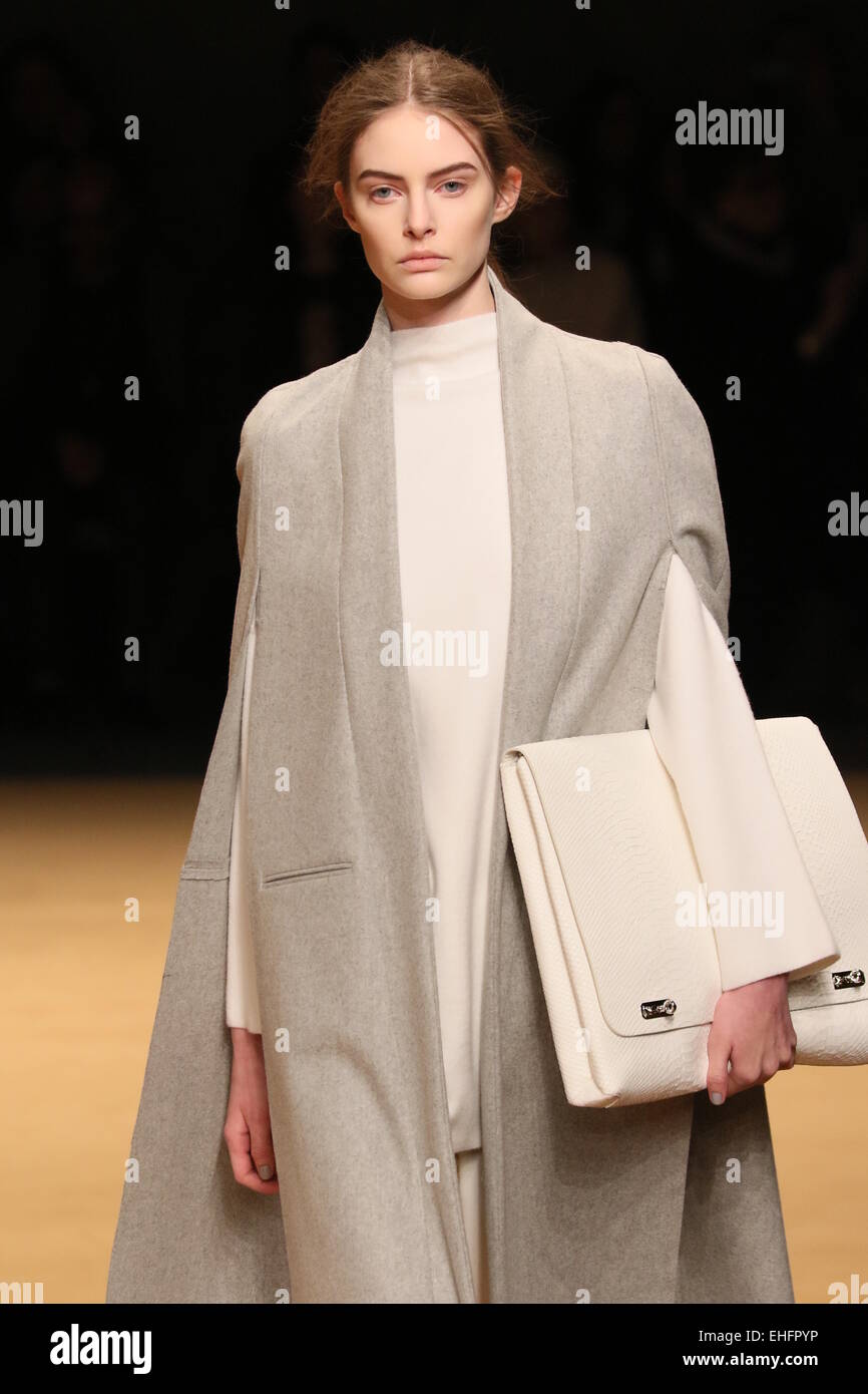 A model walks in the Sally LaPointe Fashion show during MBFW Fall 2015 ...