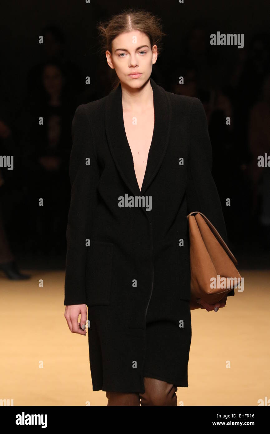 A model walks in the Sally LaPointe Fashion show during MBFW Fall 2015 ...