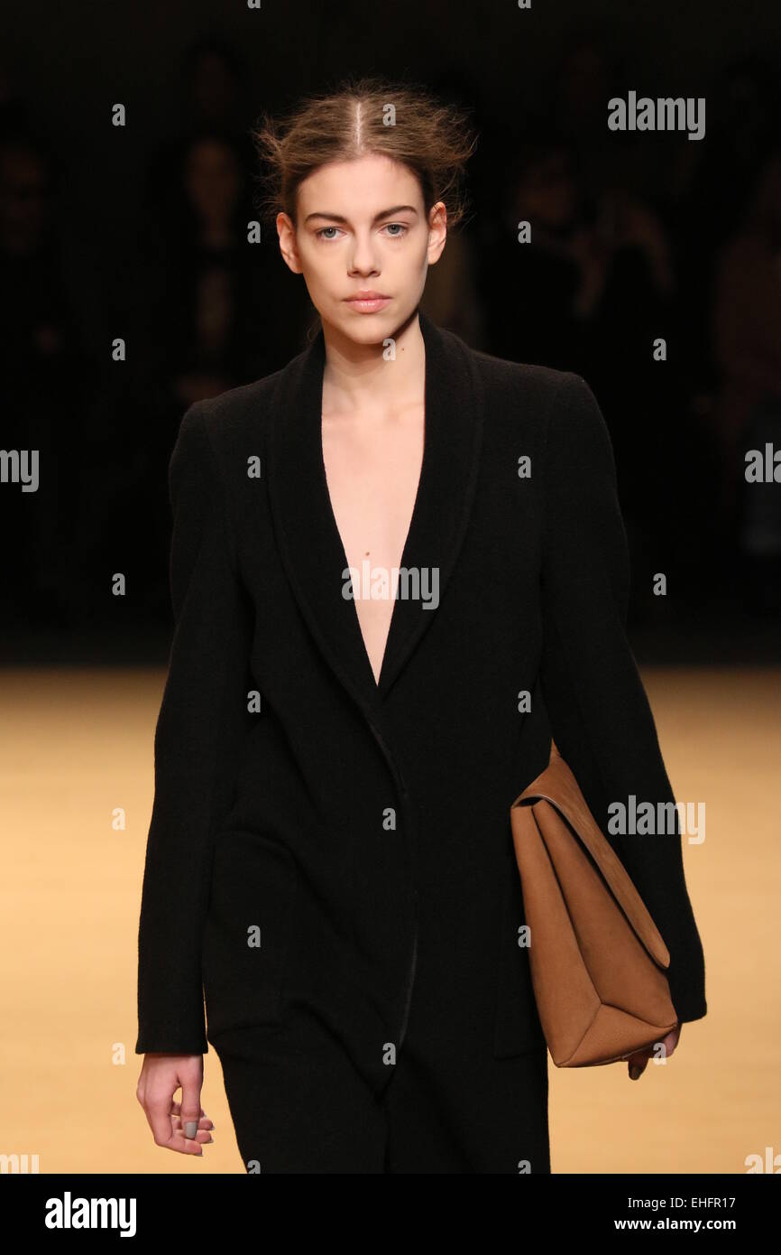 A model walks in the Sally LaPointe Fashion show during MBFW Fall 2015 ...