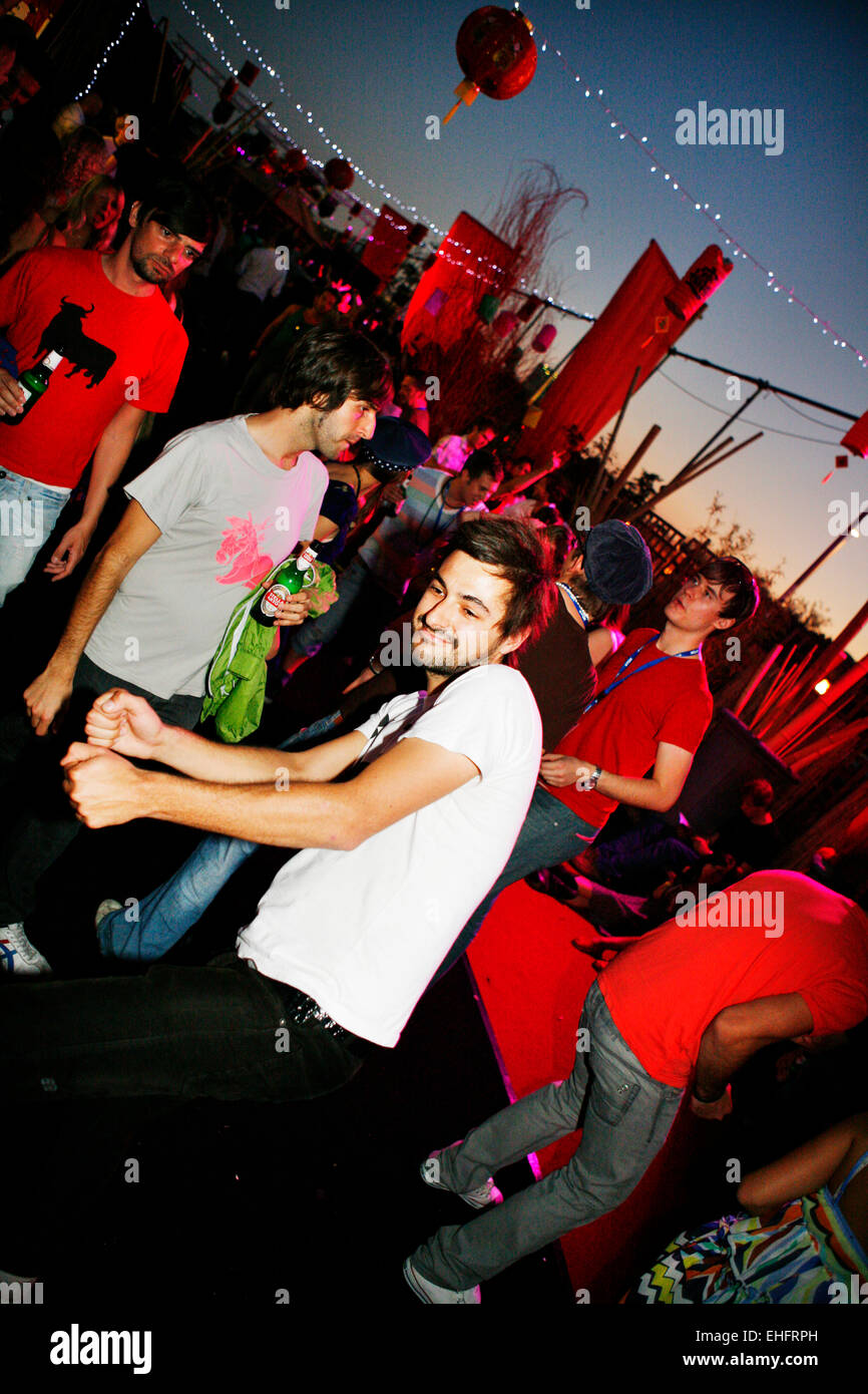Guy dancing in crowd at TDK Cross Central Festival 2007 at Canvas in ...