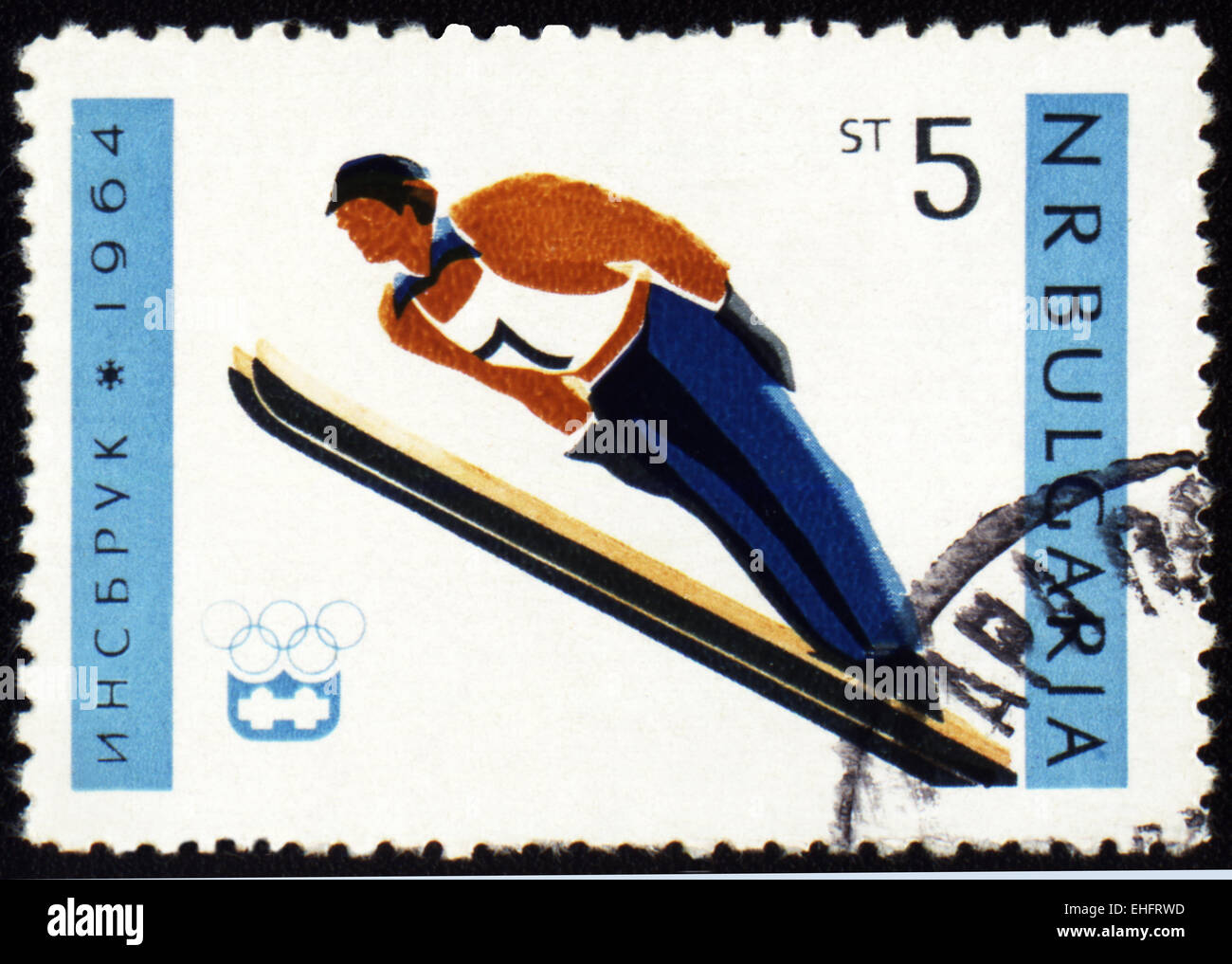 BULGARIA - CIRCA 1964: A post stamp printed in Bulgaria shows ski ...