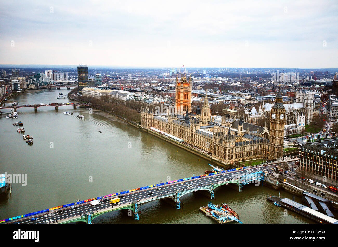 View of the Houses of Parliament from the London Eye Stock Photo - Alamy
