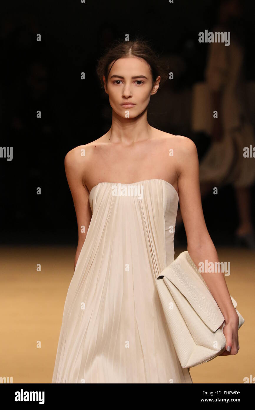 A model walks in the Sally LaPointe Fashion show during MBFW Fall 2015 ...