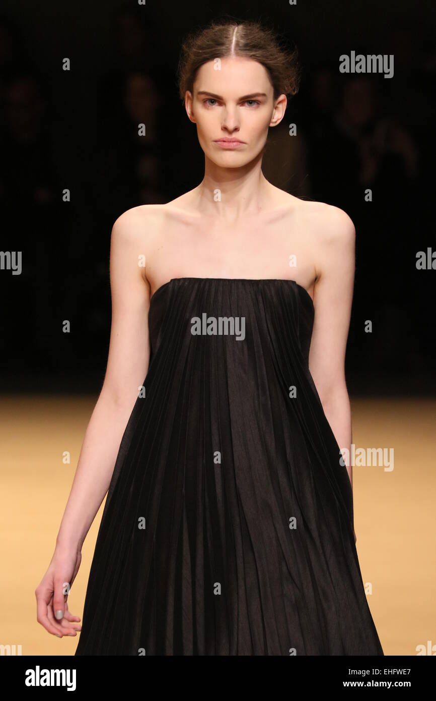 A model walks in the Sally LaPointe Fashion show during MBFW Fall 2015 ...