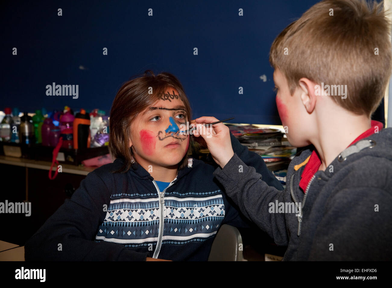 Children join in Comic Relief at Biggin Hill Primary School Stock Photo ...