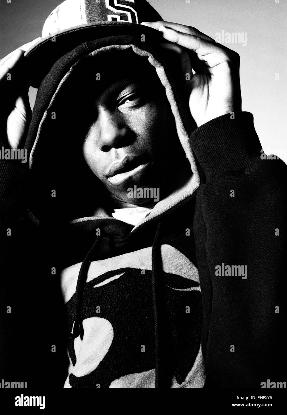 Dizzee Rascal black and white close-up portrait Stock Photo - Alamy