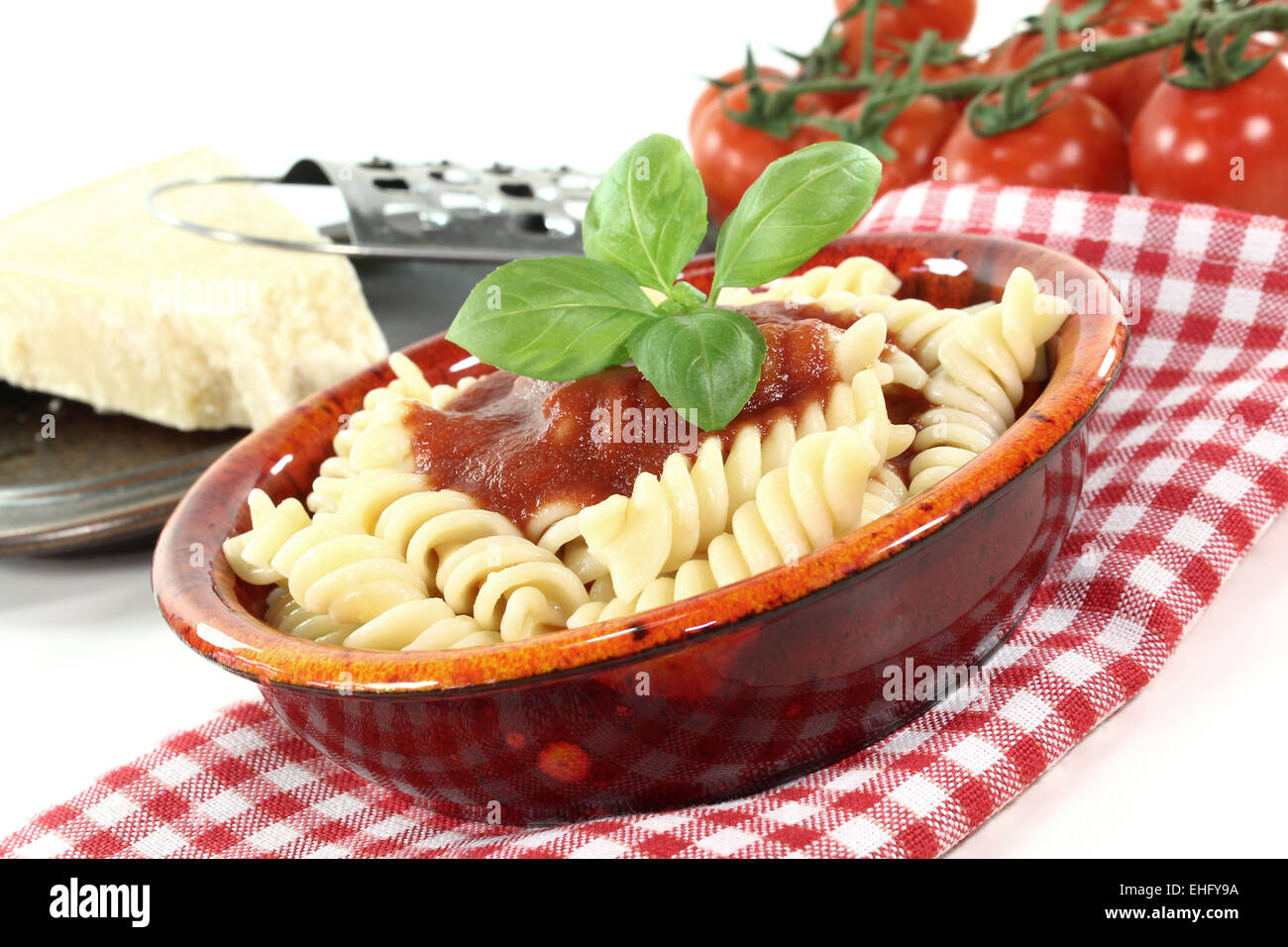 Spirelli with tomato sauce Stock Photo - Alamy