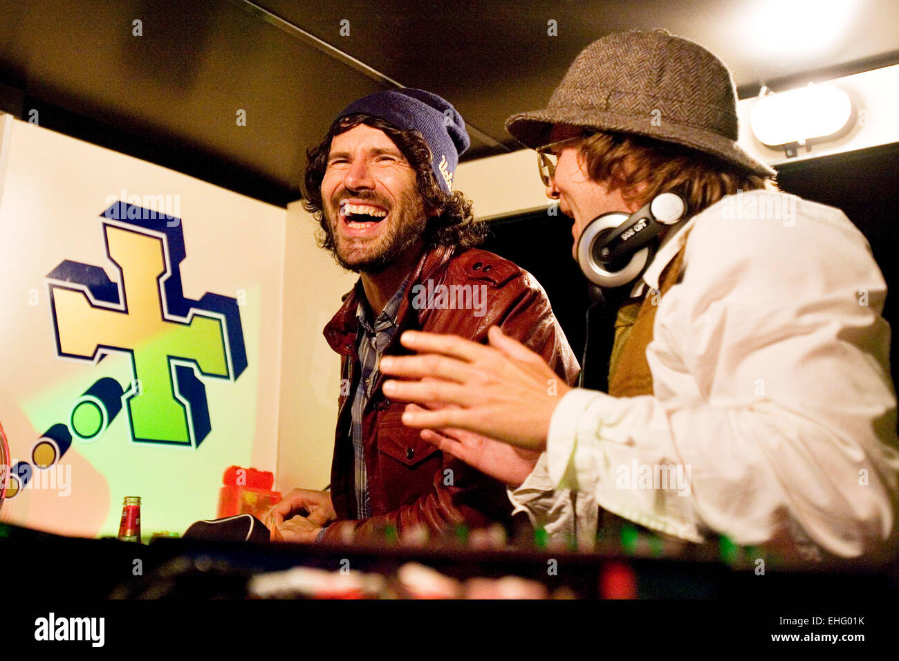 Gruff Rhys (Super Furry Animals) and Pete Fowler DJ at Connect Festival ...