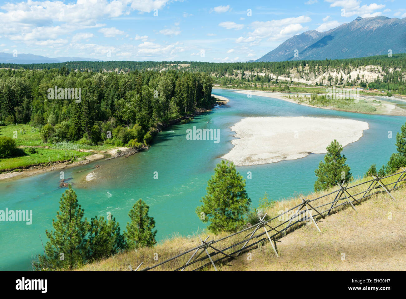 Kootenay River, seen from Fort Steele Heritage Town in the East ...