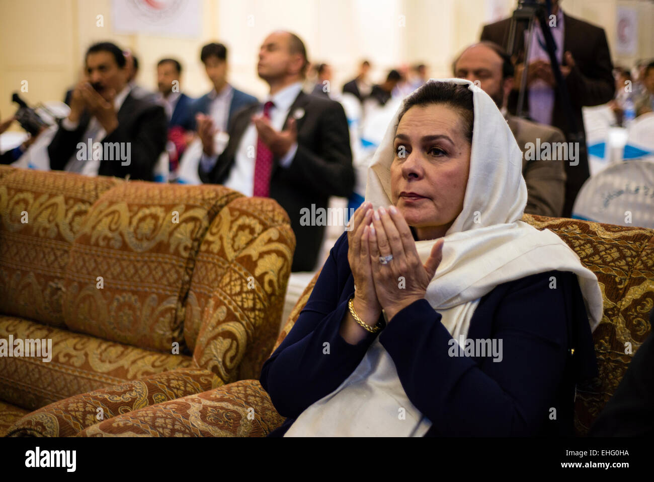 Fatima Gailani, president of Afghan Red Crescent Society, prays at ...