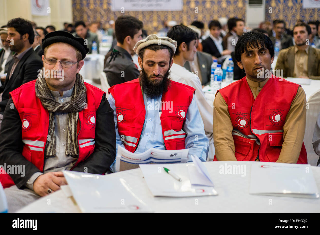 Volunteers of Afghan Red Crescent Society attend at celebration of 80th ...
