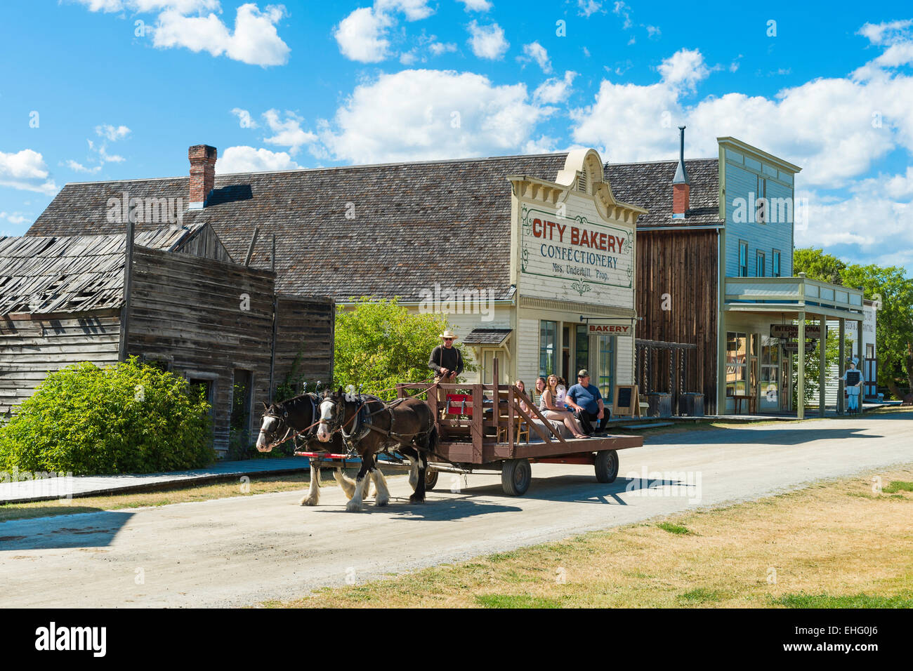 Horse-drawn wagon ride at Fort Steele Heritage Town in the East ...