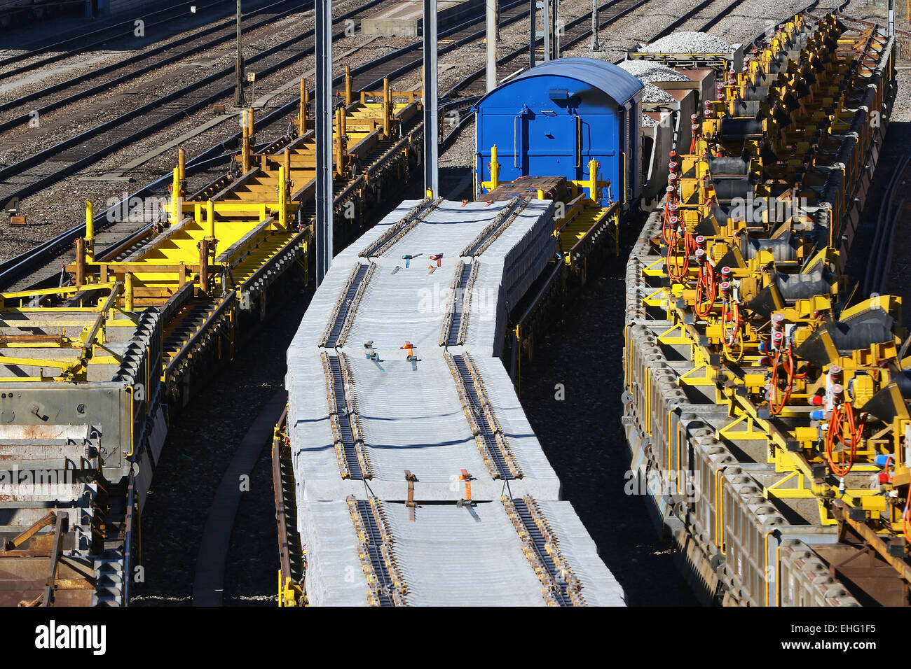 Cargo trains and railroad tracks Stock Photo - Alamy