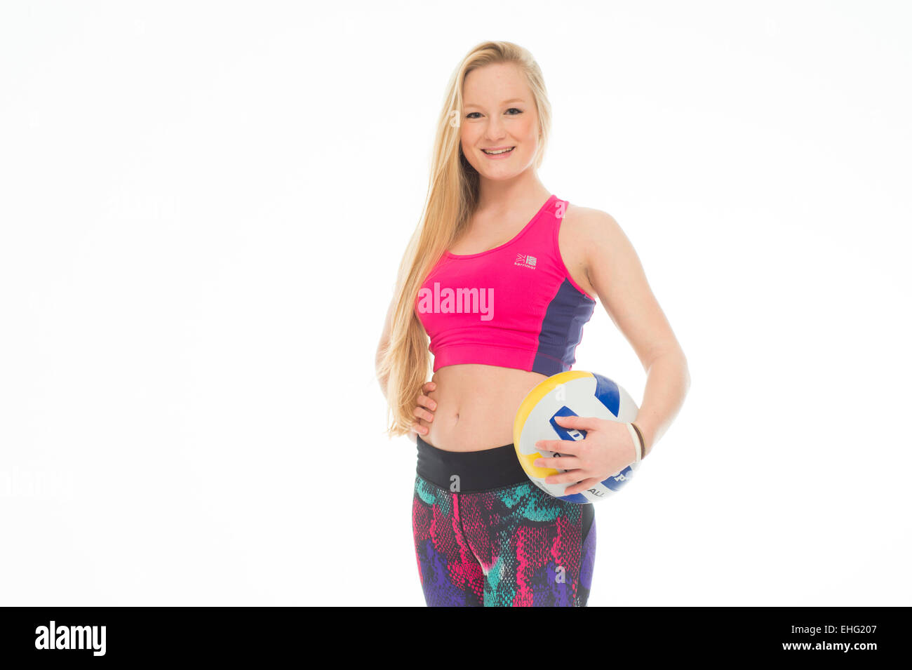 A young sporty fit woman 19 year old teenage girl wearing sportwear ...