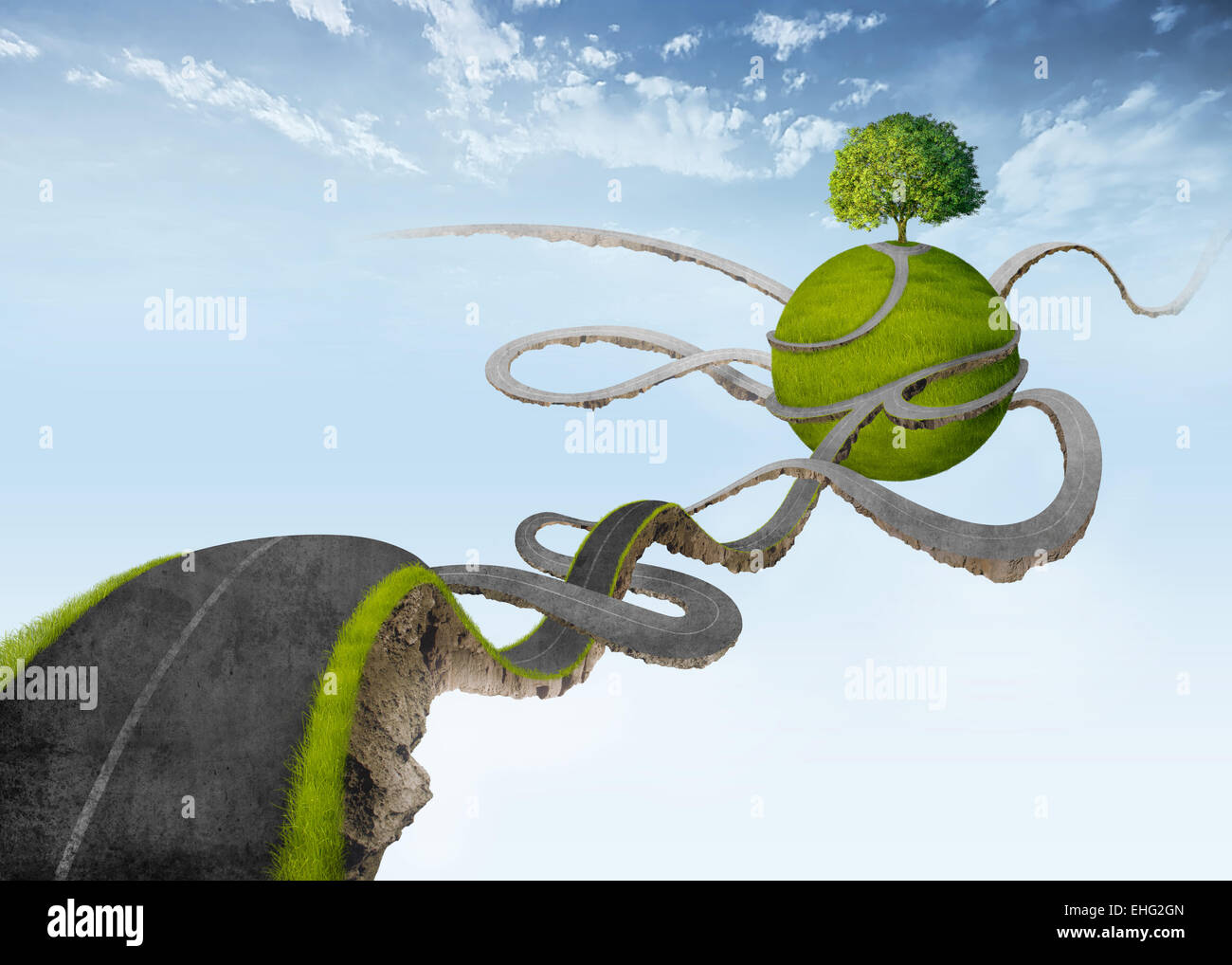Suspended road to natural oasis Stock Photo - Alamy