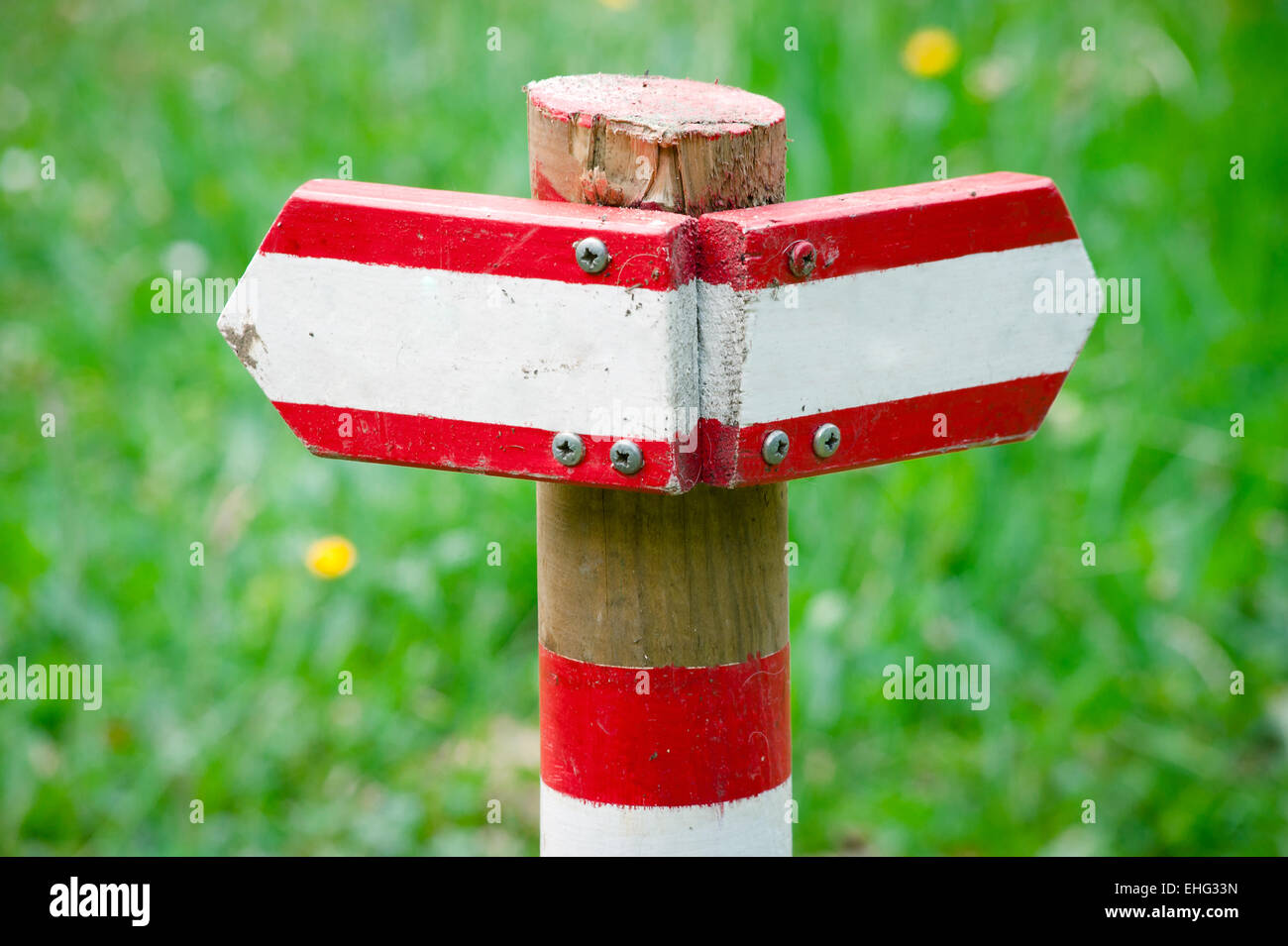 Directional Sign on Hiking Path Stock Photo - Alamy