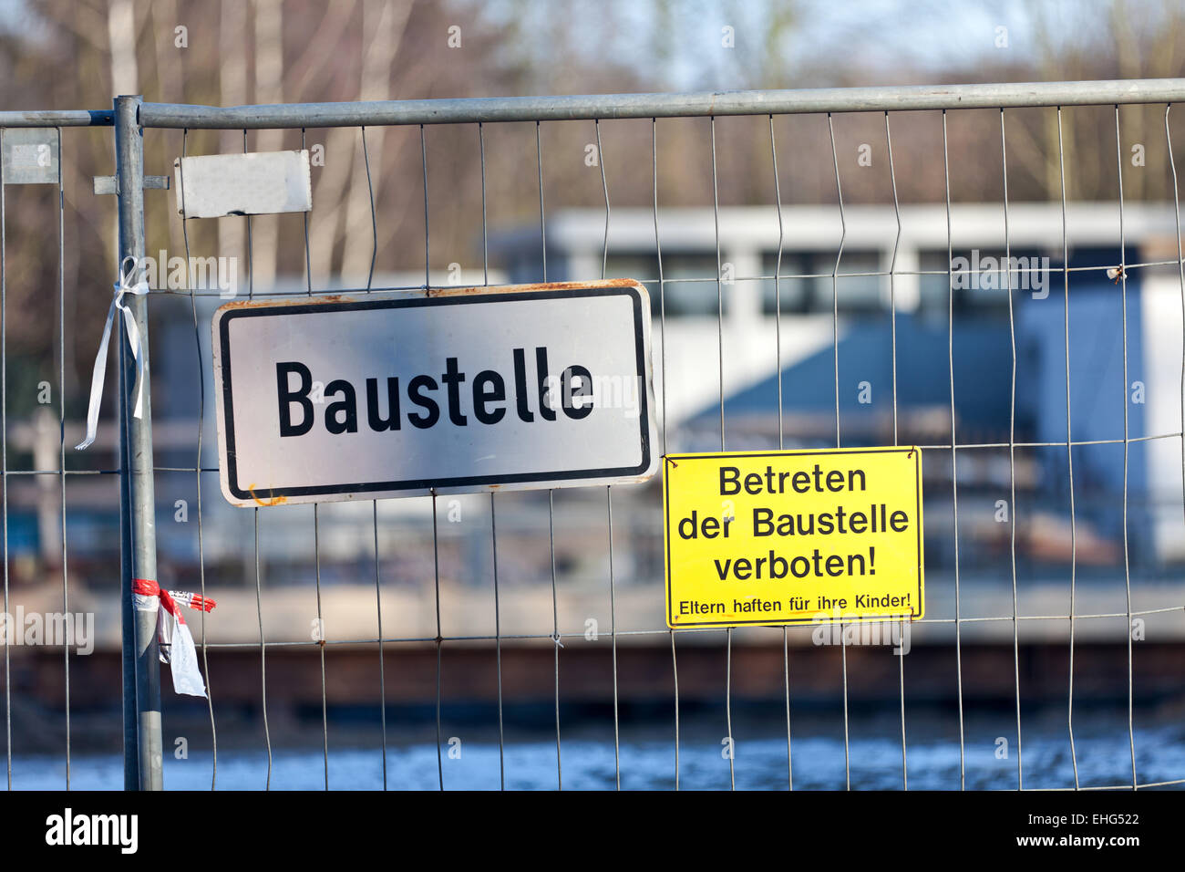 Construction and keep out sign Stock Photo - Alamy