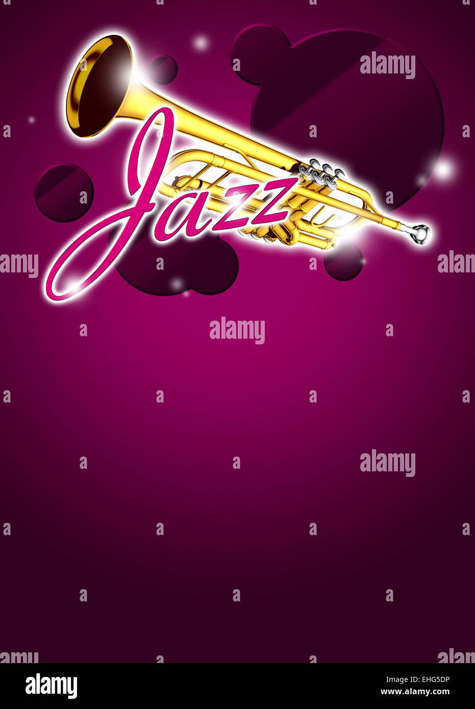 Abstract trumpet music invitation poster or flyer bacground with space ...